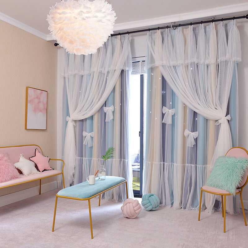 Nordic Simple Hollow Star Princess Wind Bedroom Blackout Curtains ...