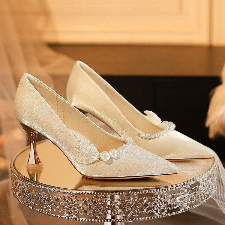 Xiuhmu Wedding Bridal Shoes, Banquet High Heels, 2025 New Style Elegan ...